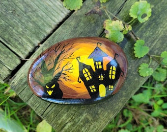 Painted Haunted House Rock - Etsy