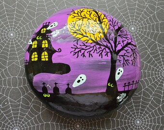 Haunted House Painted Rock - Etsy
