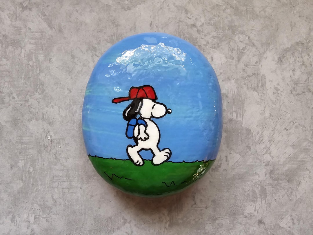 Back to School Snoopy Painted Rock - Etsy