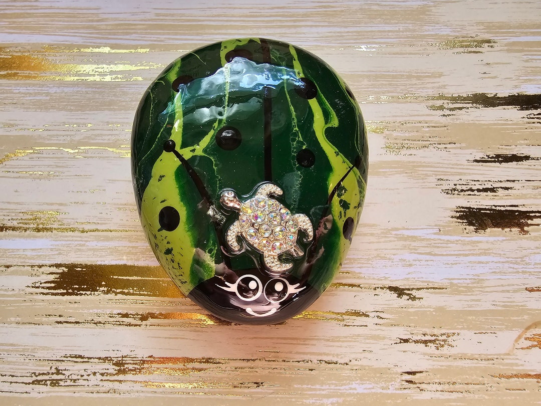 Turtle Ladybug Painted Rock - Etsy