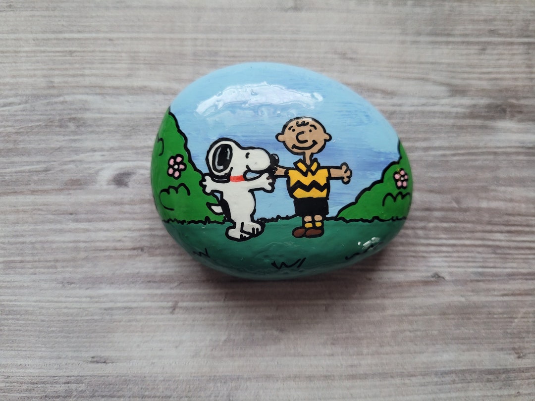 Charlie Brown and Snoopy Painted Rock - Etsy