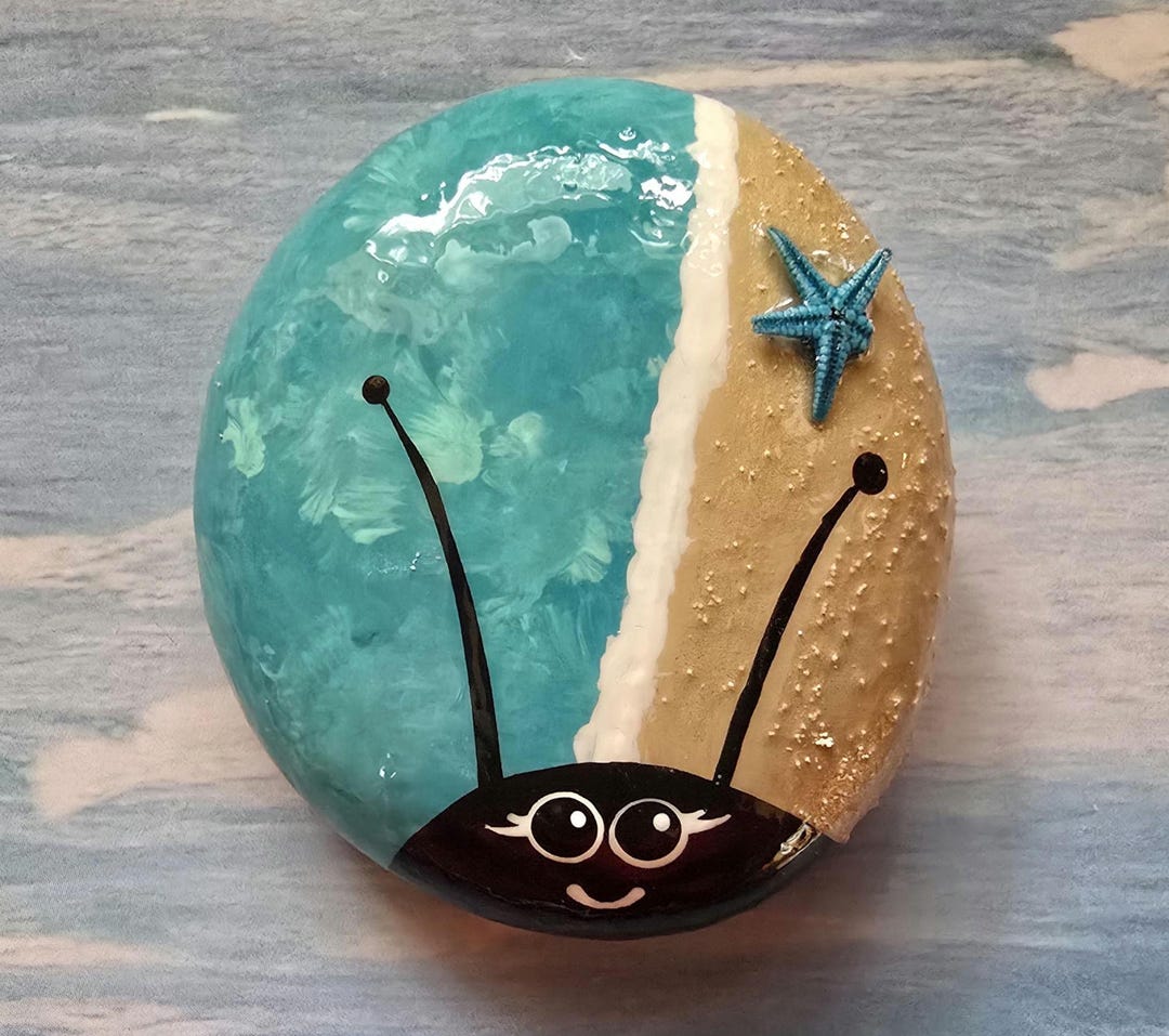 Beach Ladybug Painted Rock - Etsy