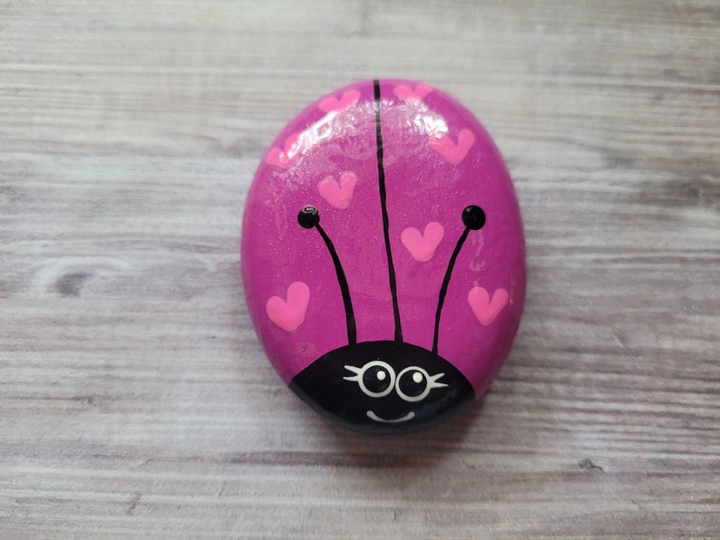 Valentine's Ladybug Painted Rock - Etsy