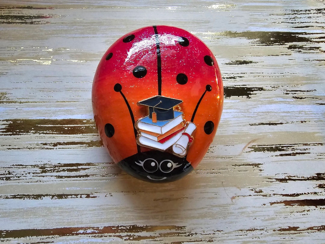 Graduation Ladybug Painted Rock - Etsy