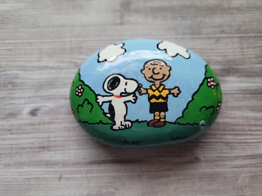 Charlie Brown and Snoopy Painted Rock - Etsy