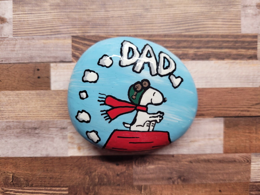 Snoopy Father's Day Painted Rock - Etsy