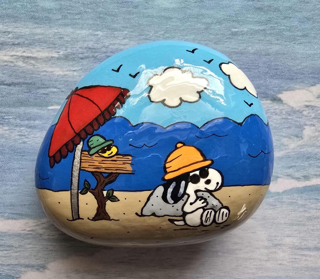 Snoopy and Woodstock Beach Painted Rock - Etsy