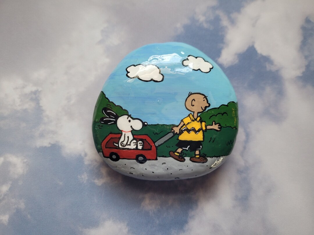 Charlie Brown and Snoopy Painted Rock - Etsy