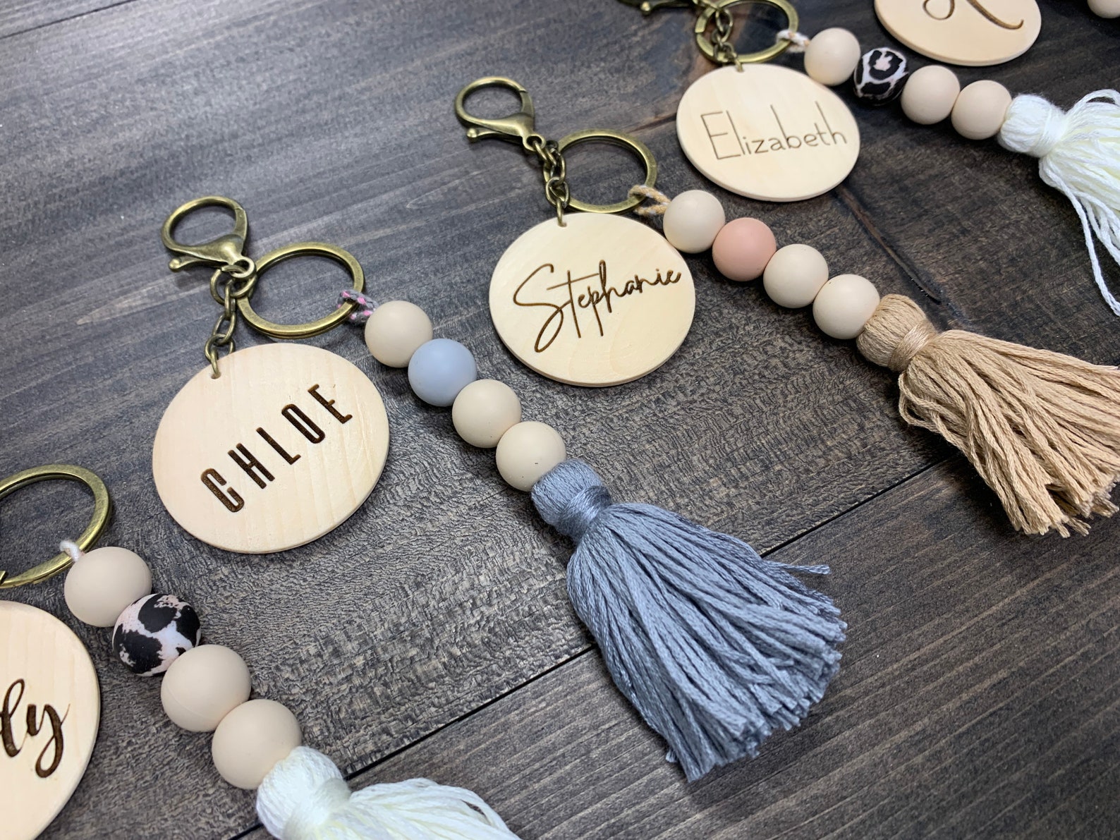 Personalized Keychain Boho Keychain Tassle Keychain Name - Etsy
