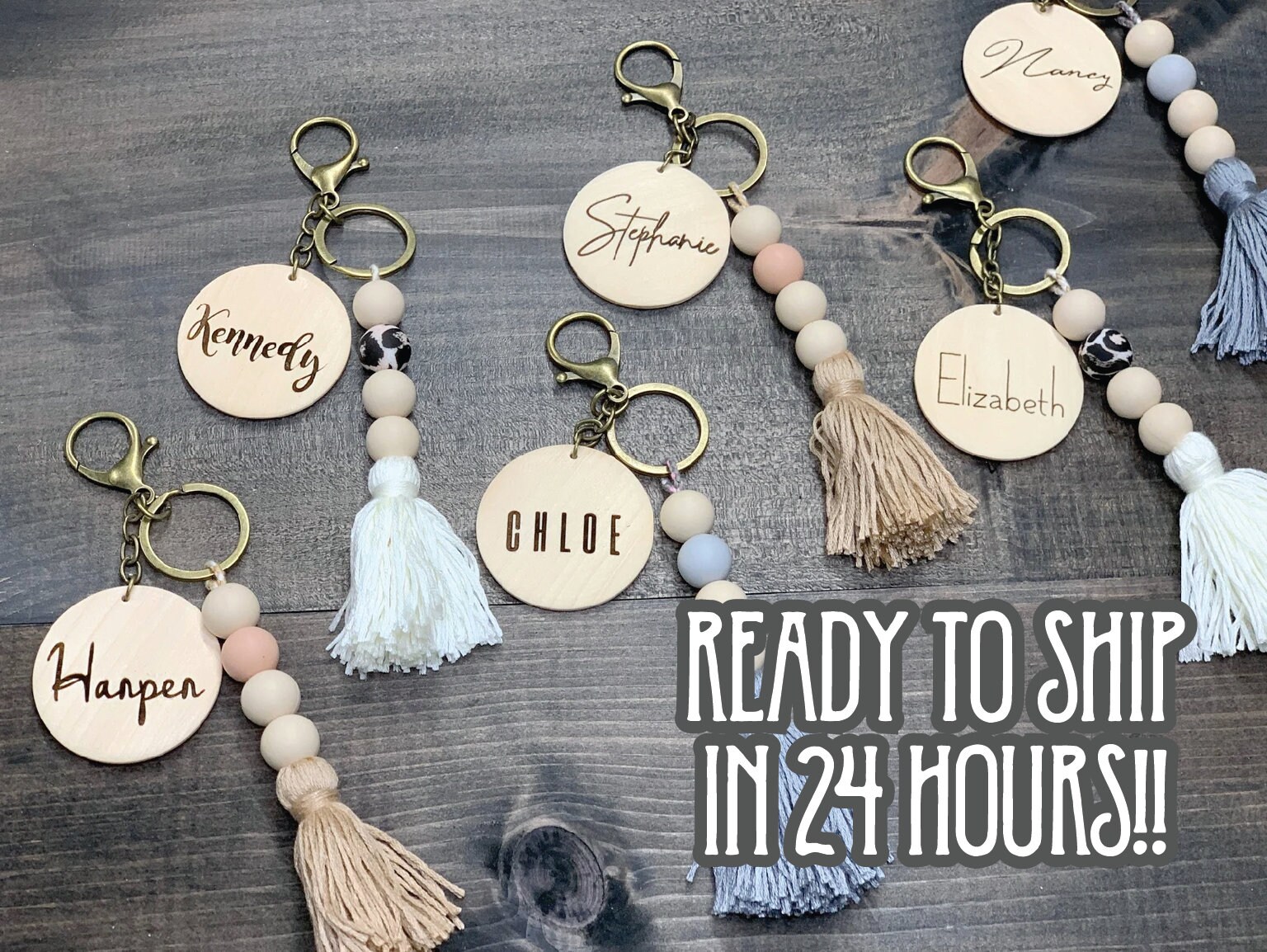 Personalized Keychain Boho Keychain Tassle Keychain Name - Etsy