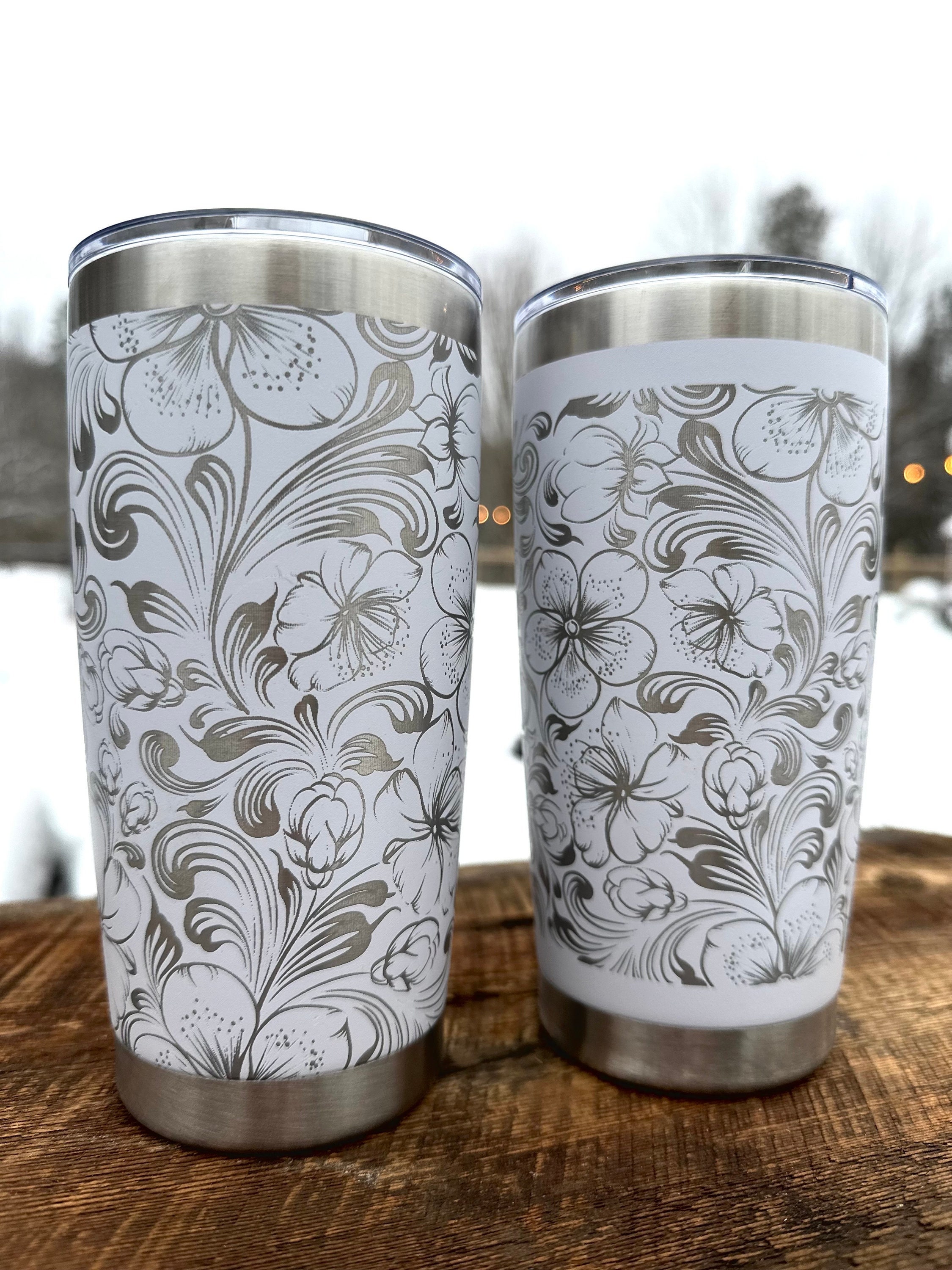Tumbler Floral Design Laser Engraved Full Wrap Design Gift - Etsy