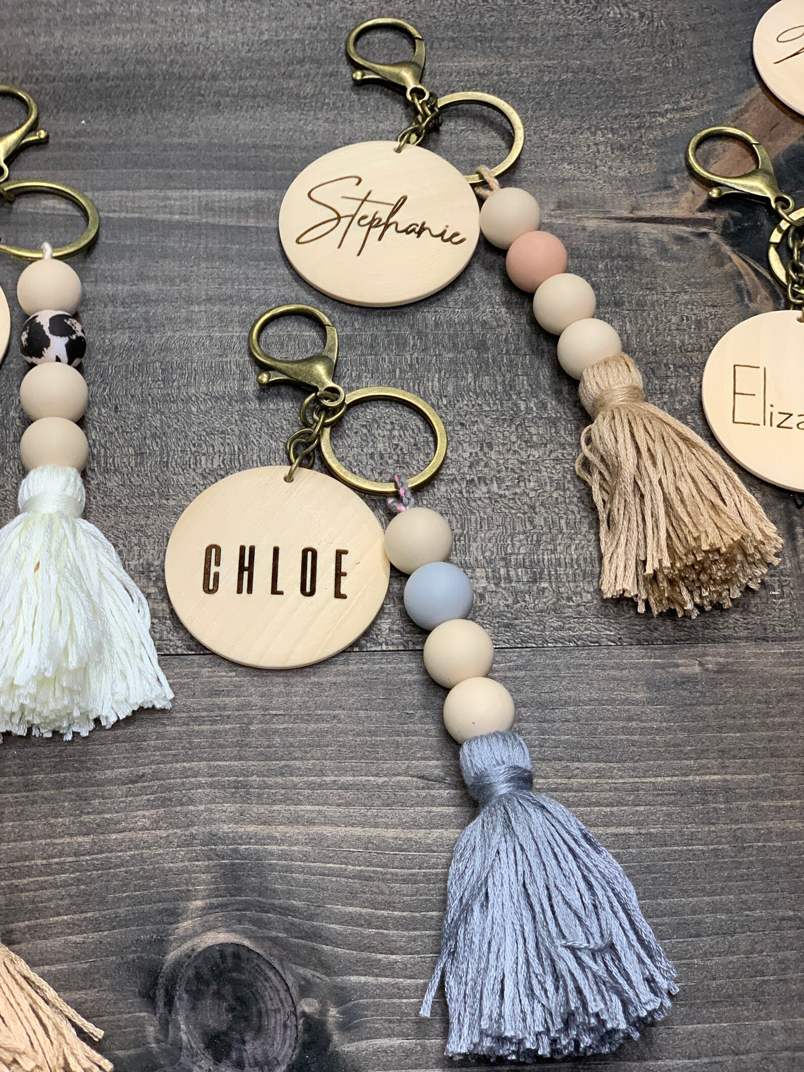 Personalized Keychain Boho Keychain Tassle Keychain Name - Etsy