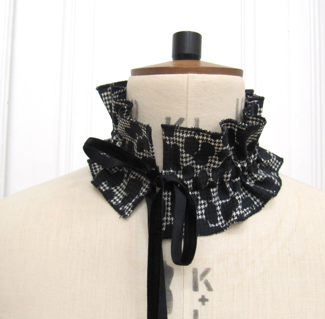Detachable Collar, Collar With Bow, Black White Collar, Victorian ...