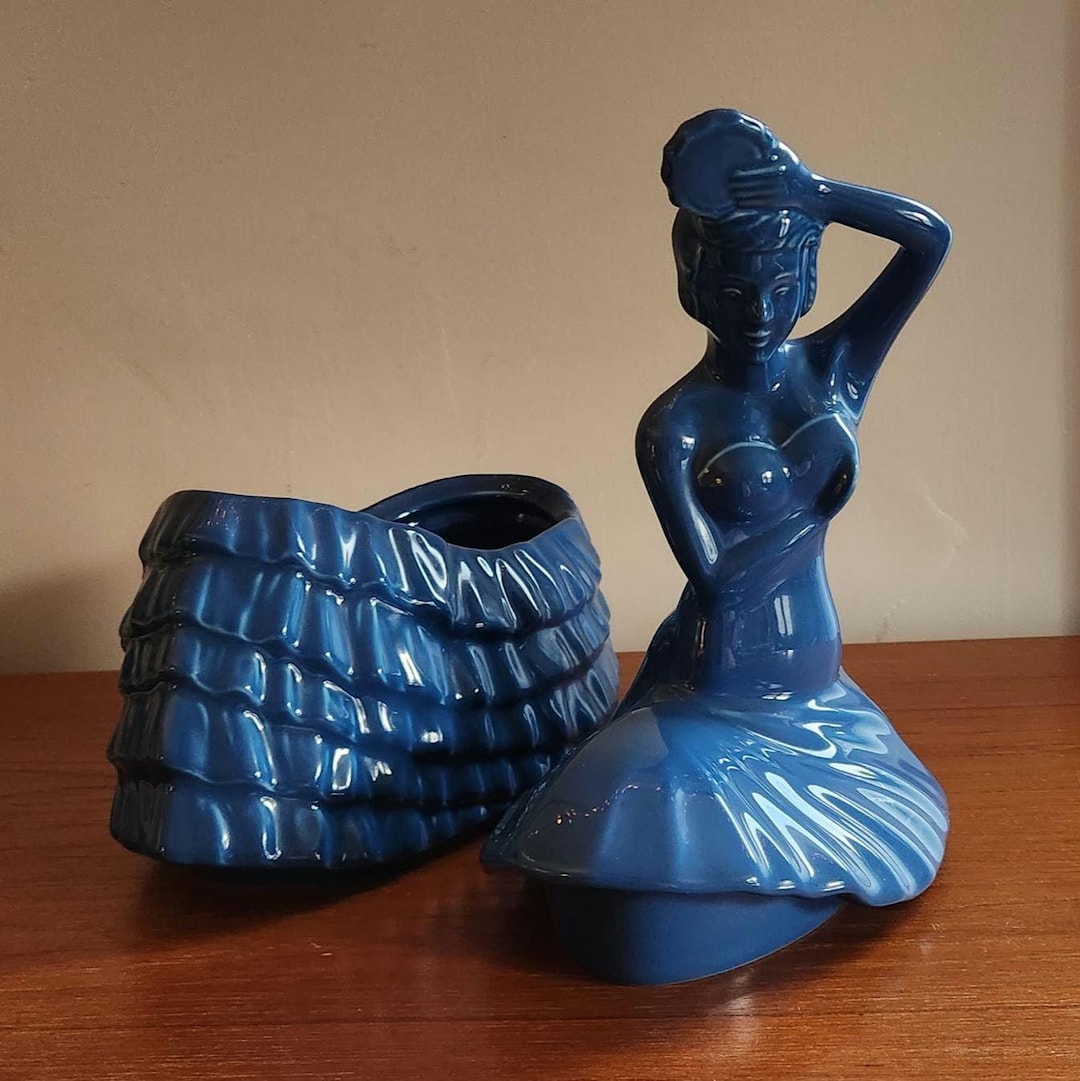 Fiestaware Dancing Lady Cookie Jar | Jose Gimeno | Lapis Blue | Hall ...