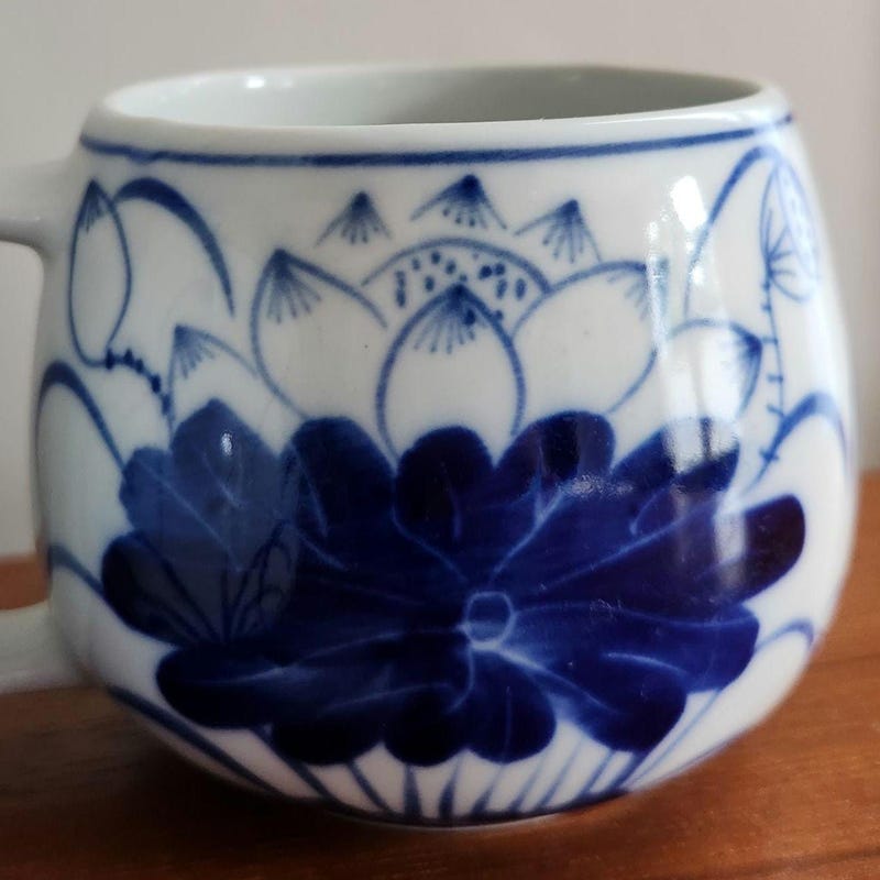Blue Lotus Pottery Mug - Etsy