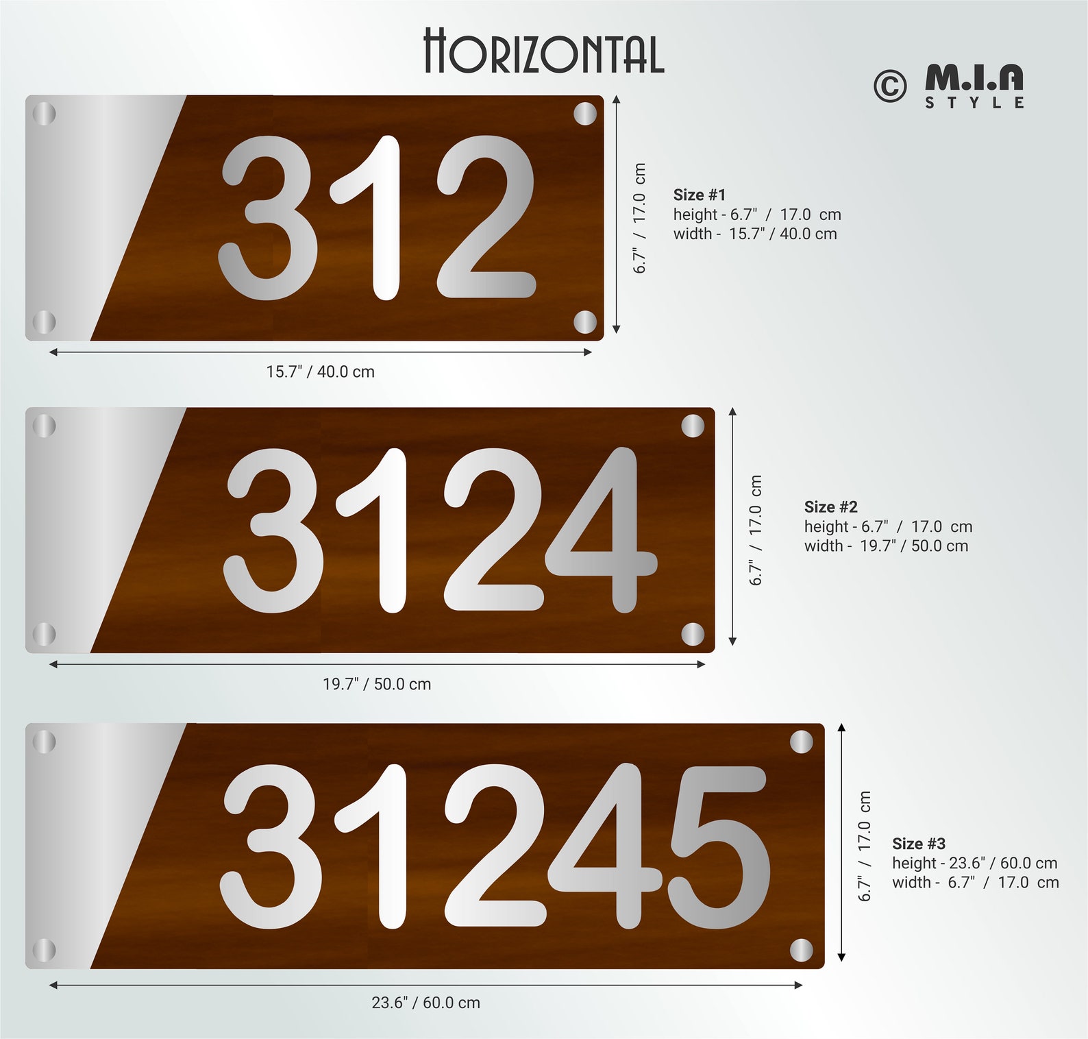 Modern House Numbers Silver Laser Plate With Wooden or - Etsy