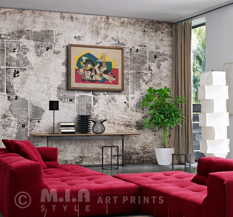 Wall Art on Canvas Pablo Picasso Screen Print Color Graphic - Etsy