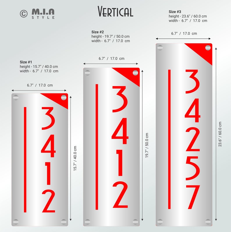 Modern House Numbers, Red Acrylic Board With Silver Laser Plate, Modern ...