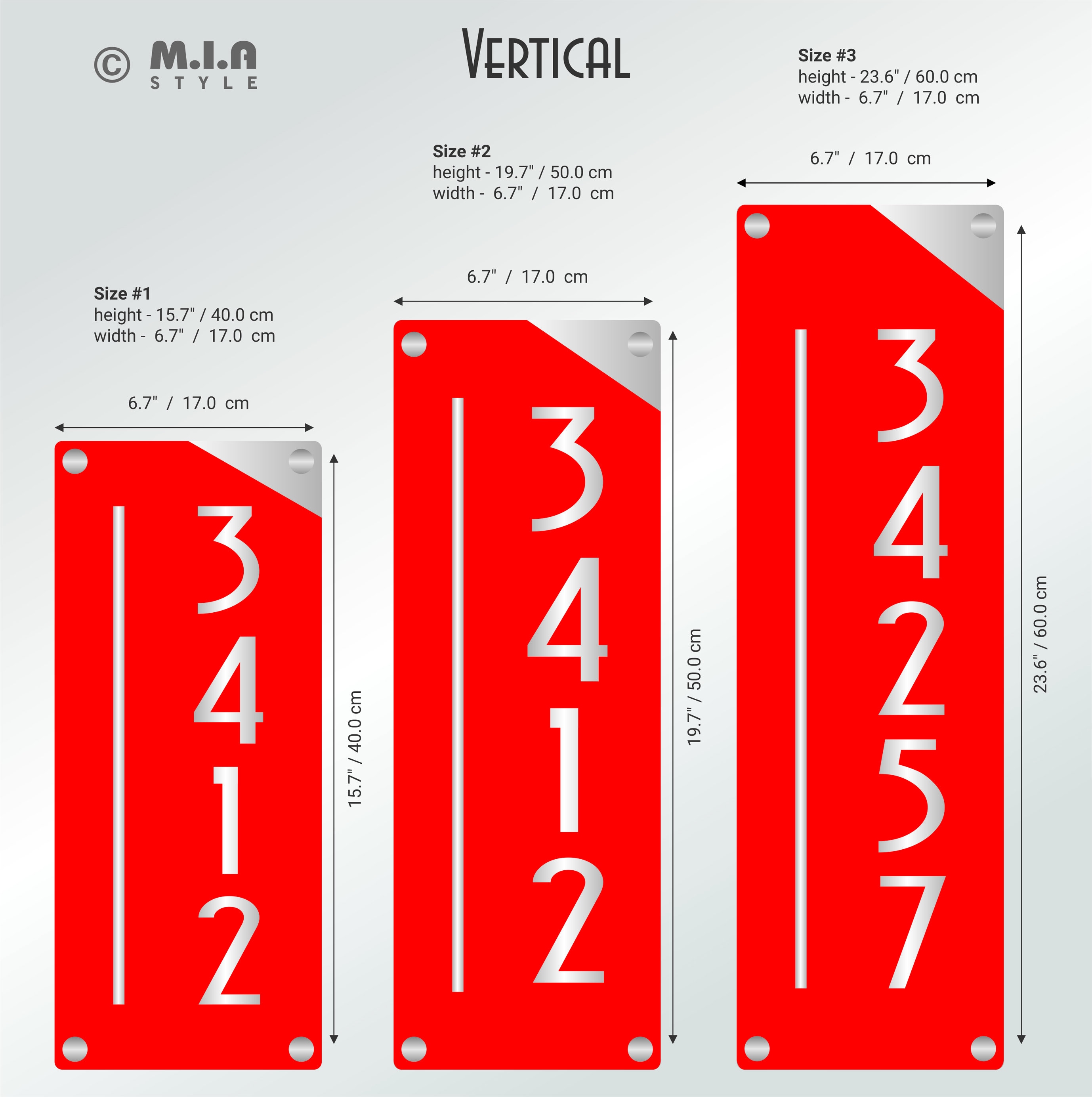 Modern House Numbers, Red Acrylic Board With Silver Laser Numbers ...