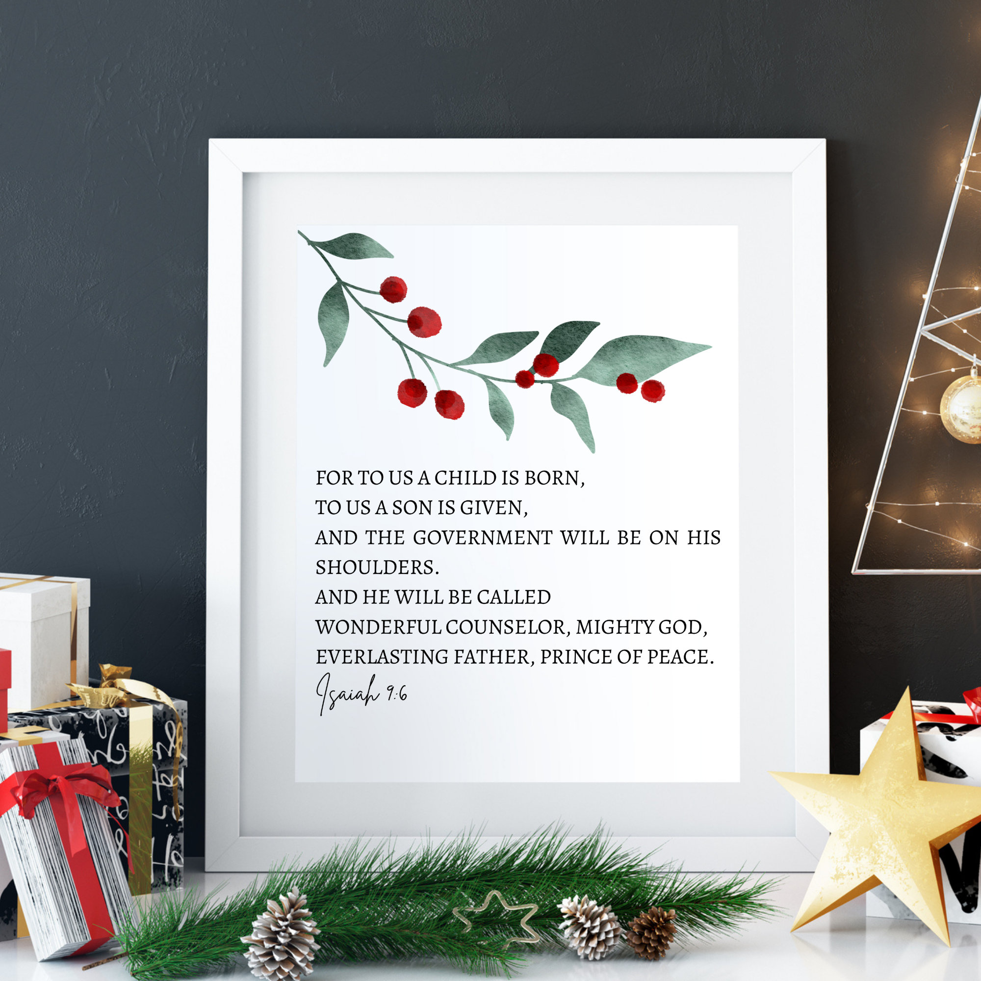 Isaiah 9:6 Christmas Printable Wall Art, Bible Verse Card Download ...