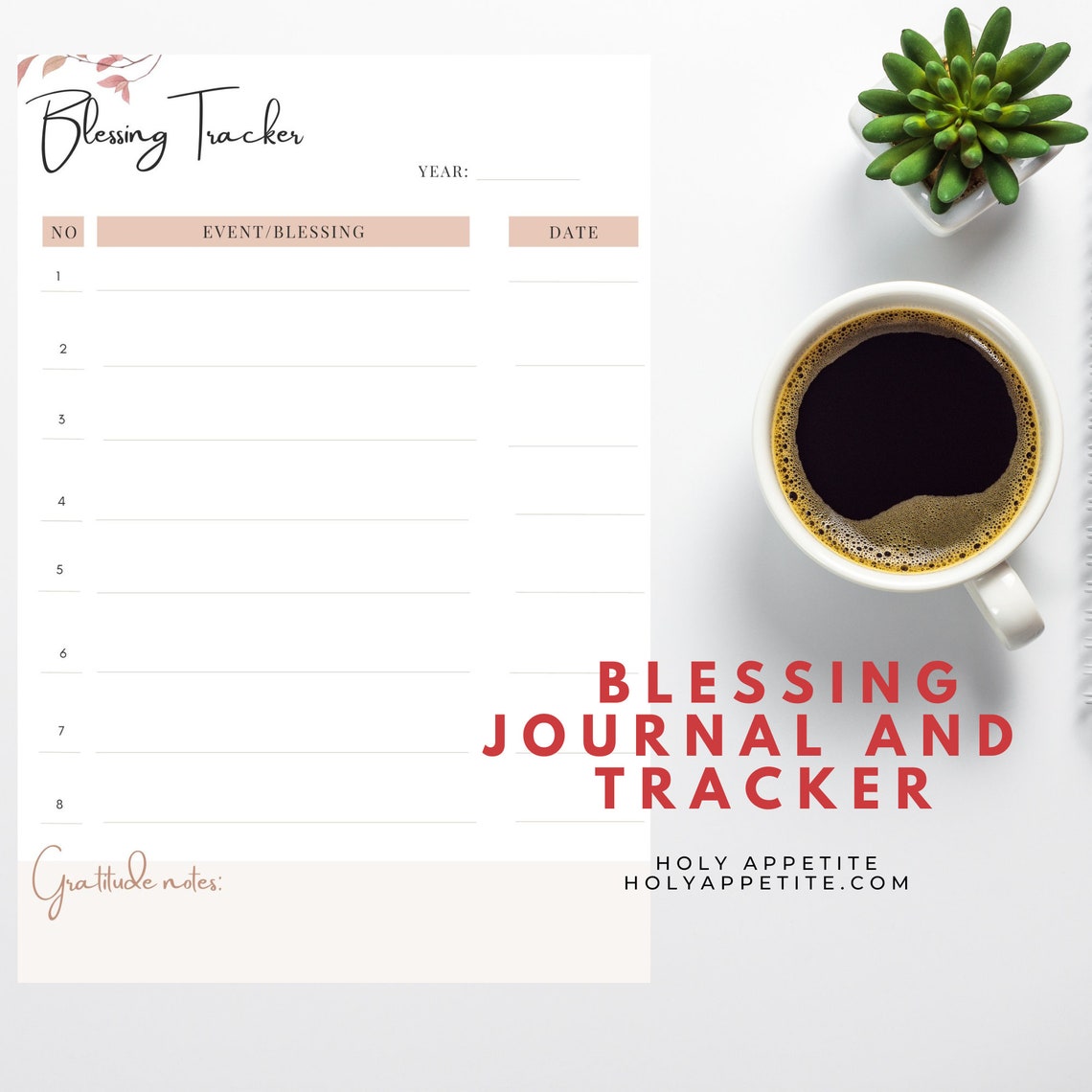 Printable Blessing Journal, Digital Blessing Tracker, Christian Prints ...