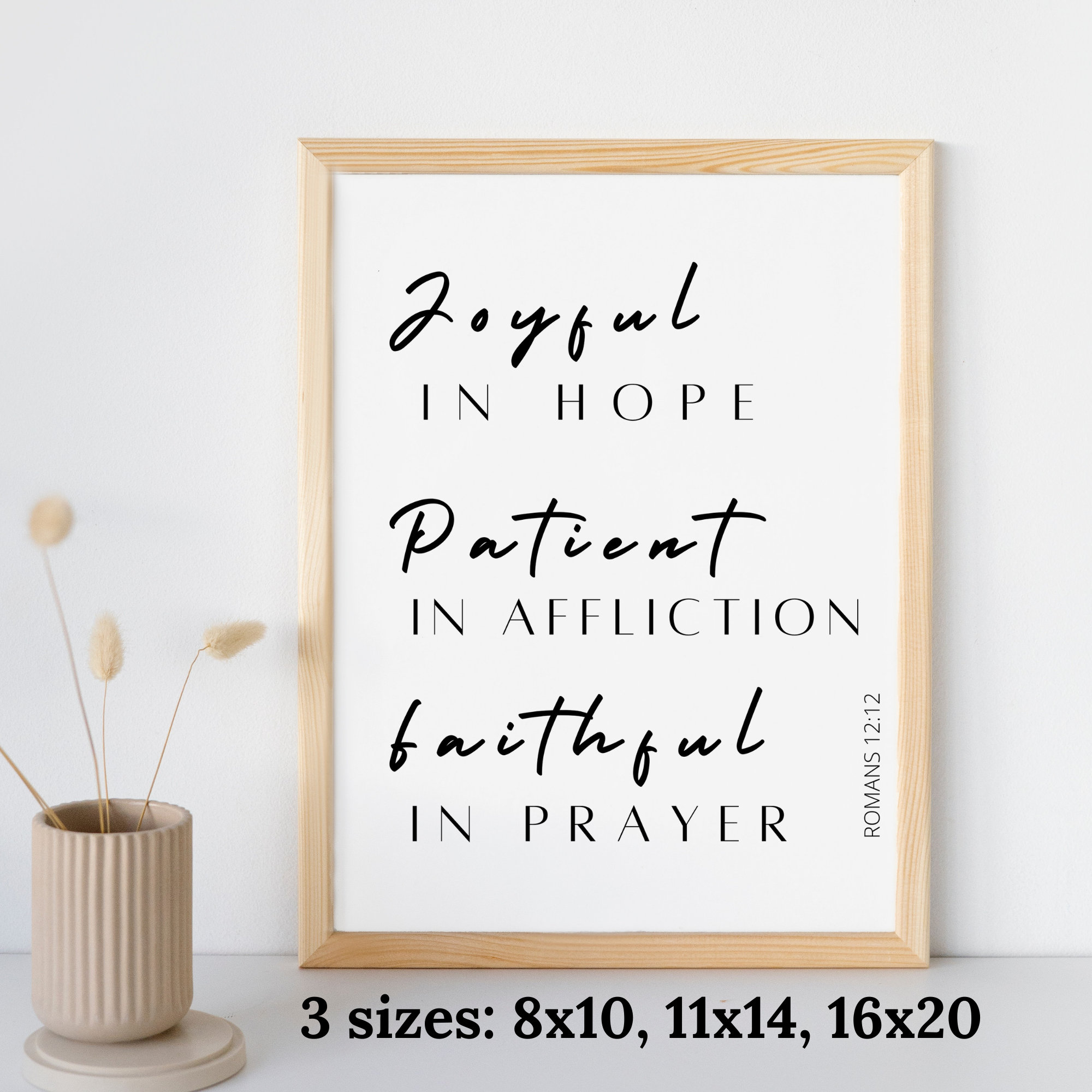 Romans 12:12 Wall Art Print, Bible Verse Printable, Scripture Wall Art ...