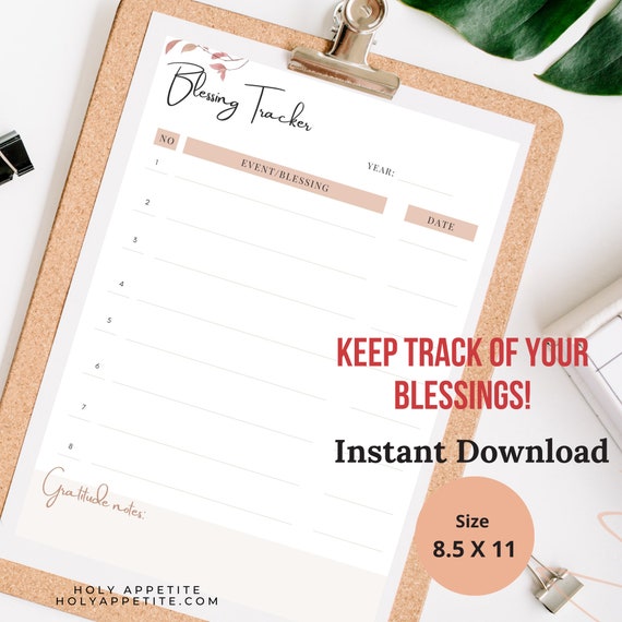 Printable Blessing Journal Digital Blessing Tracker - Etsy