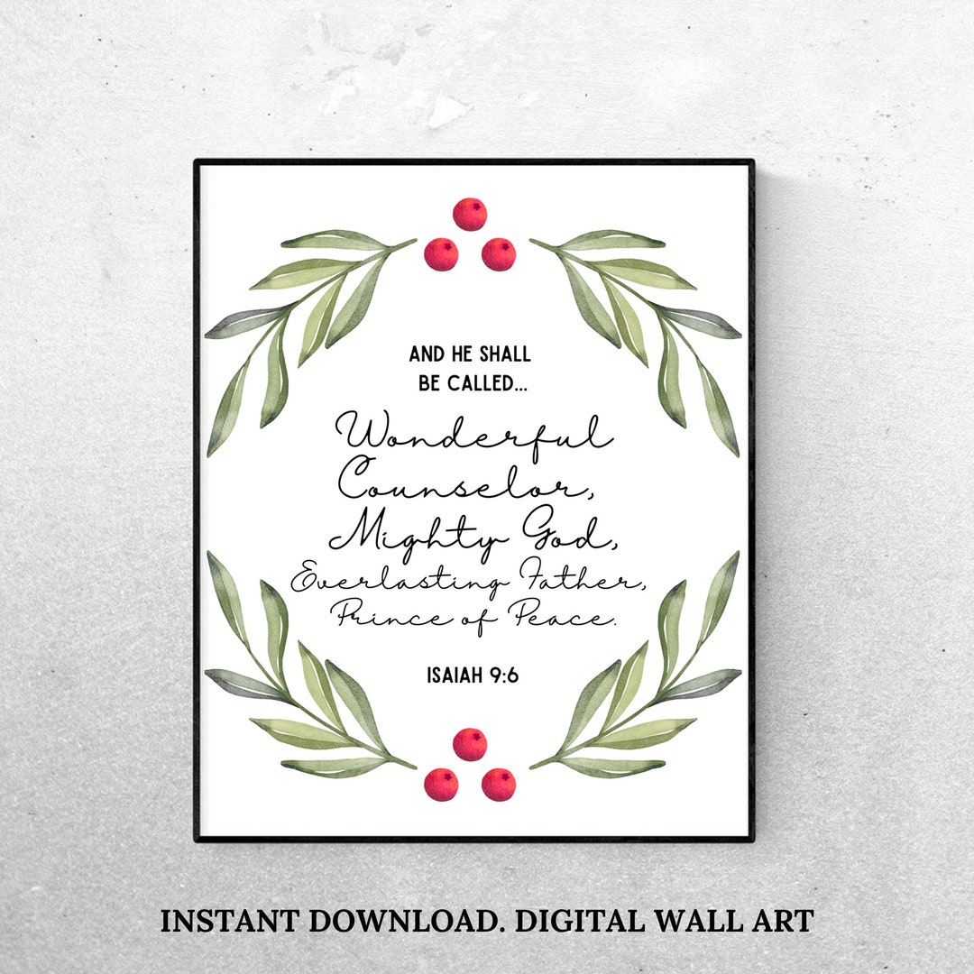 Isaiah 9:6 Christmas Printable Wall Art, Bible Verse Card Download ...