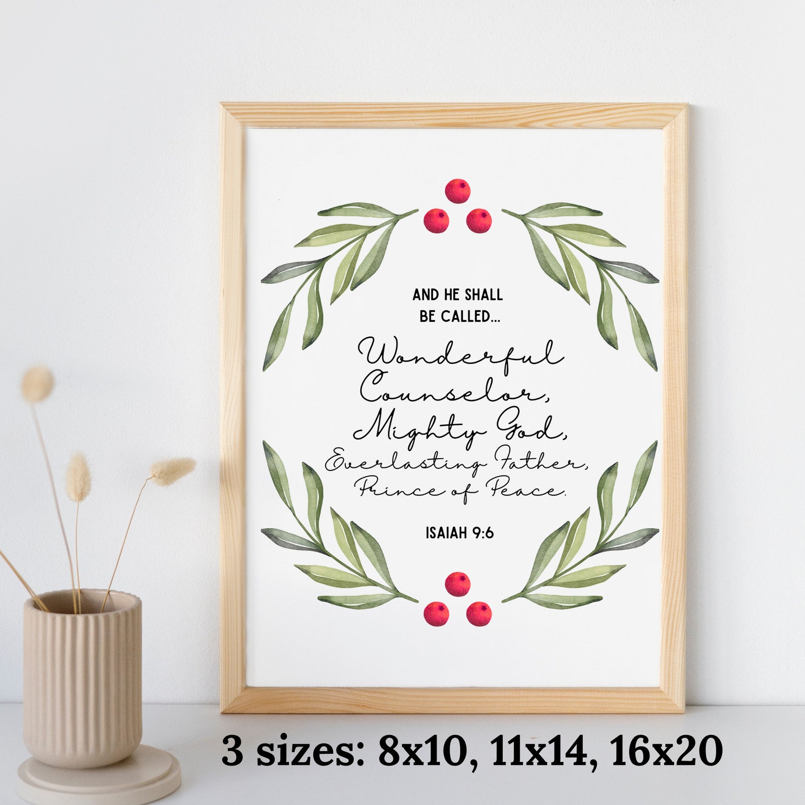 Isaiah 9:6 Christmas Printable Wall Art, Bible Verse Card Download ...