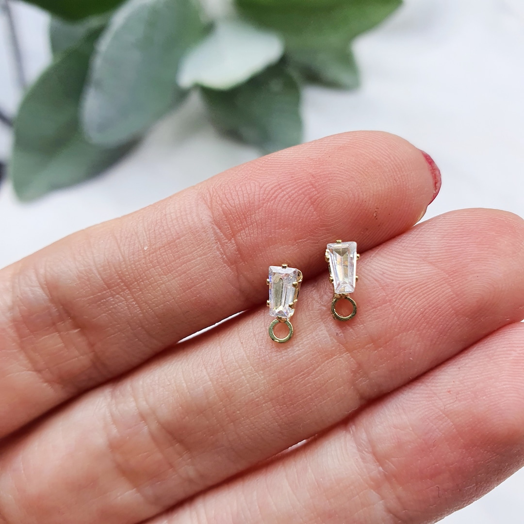 Zircon Earrings Stud Components Earrings Findings DIY Jewelry - Etsy