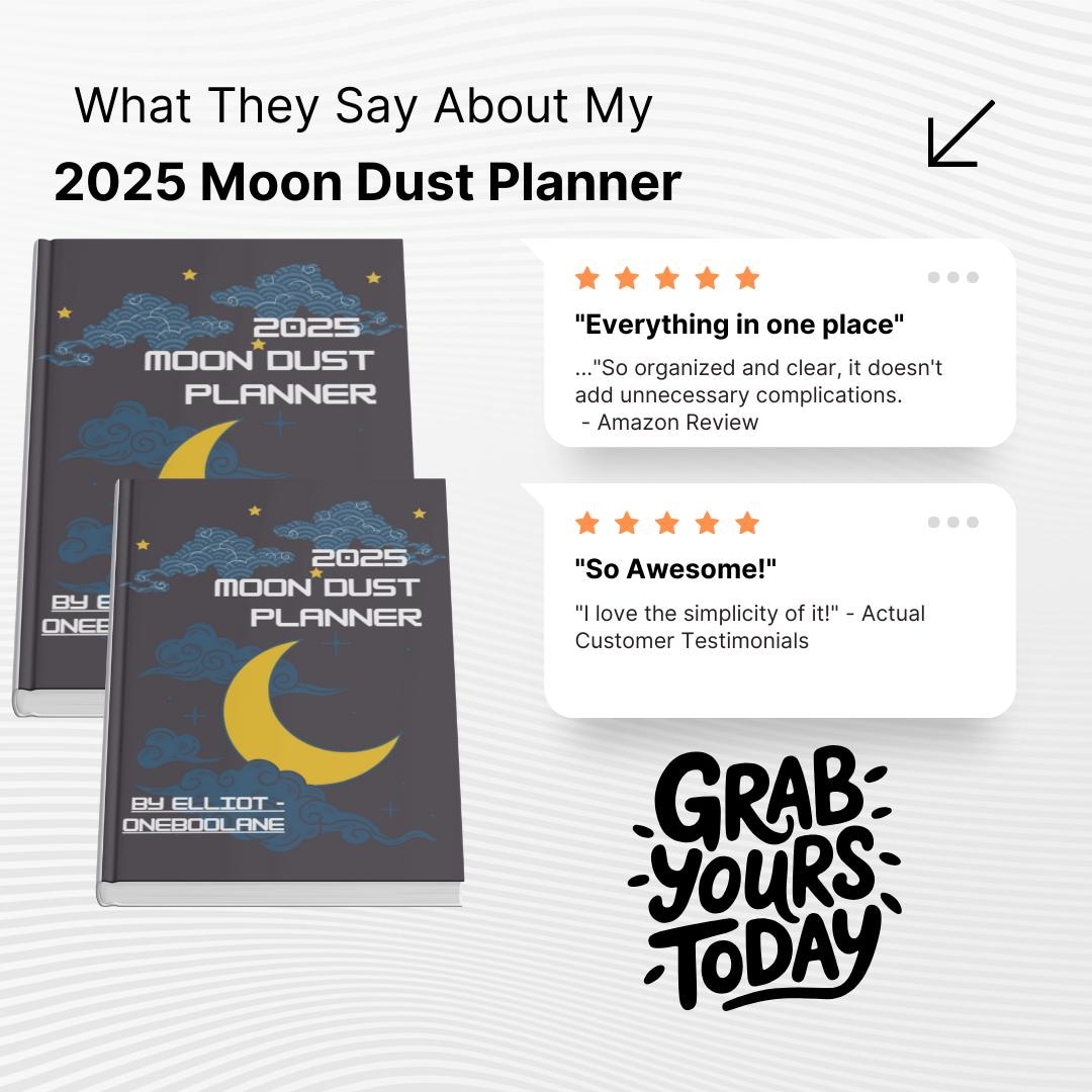 2025 Moon Dust Digital Planner, Week, Day, Month Calendar Journal Moon ...