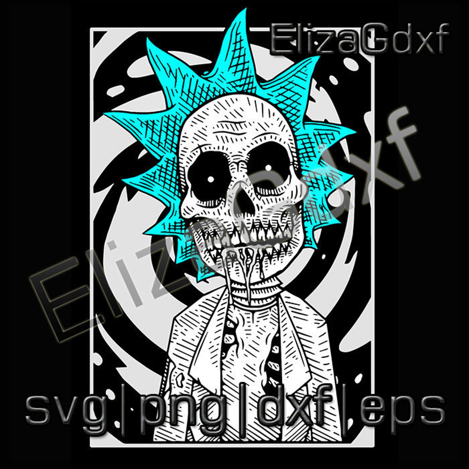 Rick Skull Images SVG, Eps, Dxf, Pdf, Png, Cutting File Files Instant ...