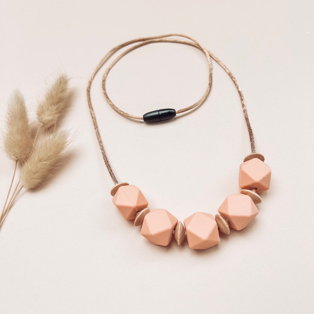 Breastfeeding Sensory Necklace // Dusky Pink, Nursing Necklace ...
