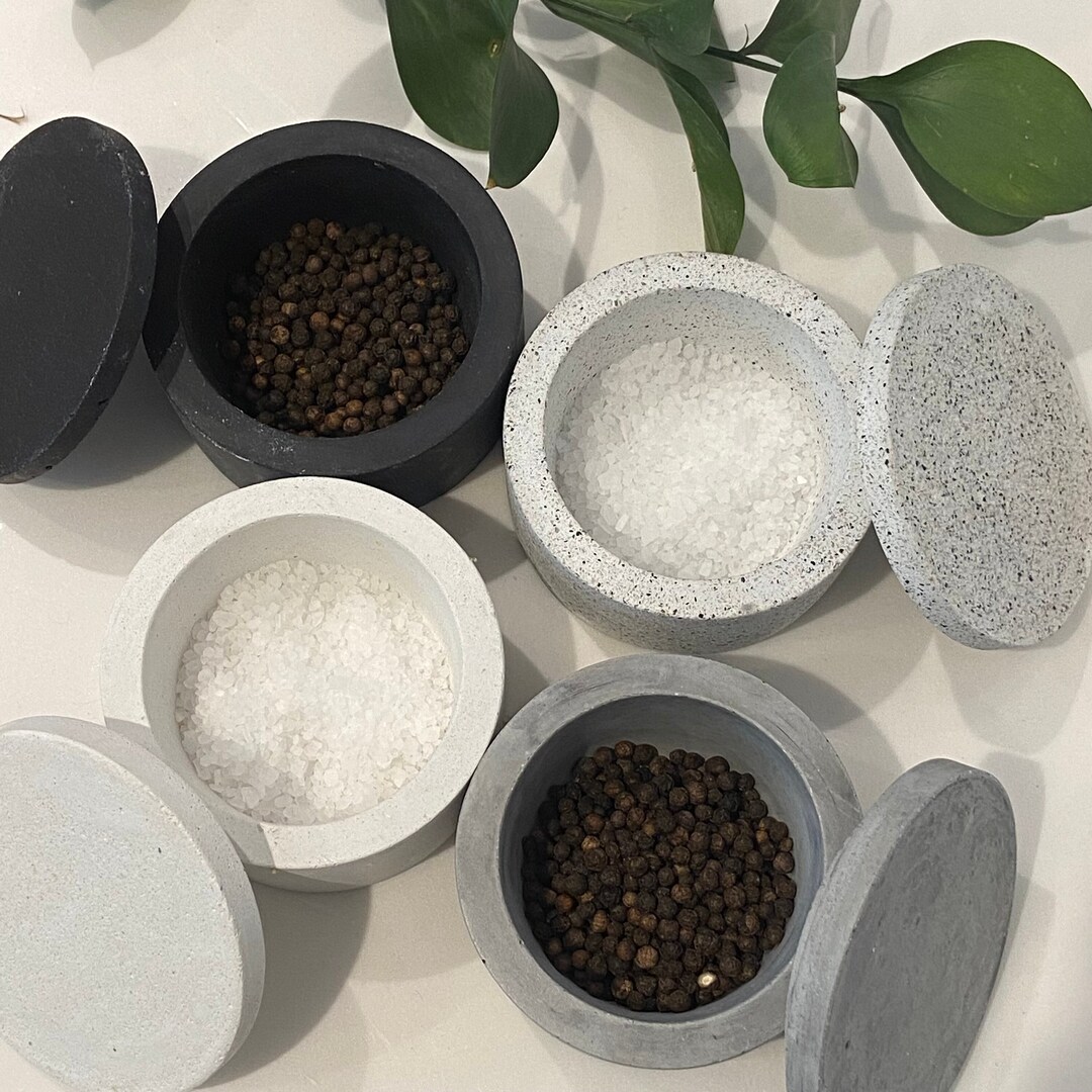 Concrete Salt Cellar // Salt Pig With Lid, Stash Box With Lid, Trinket ...