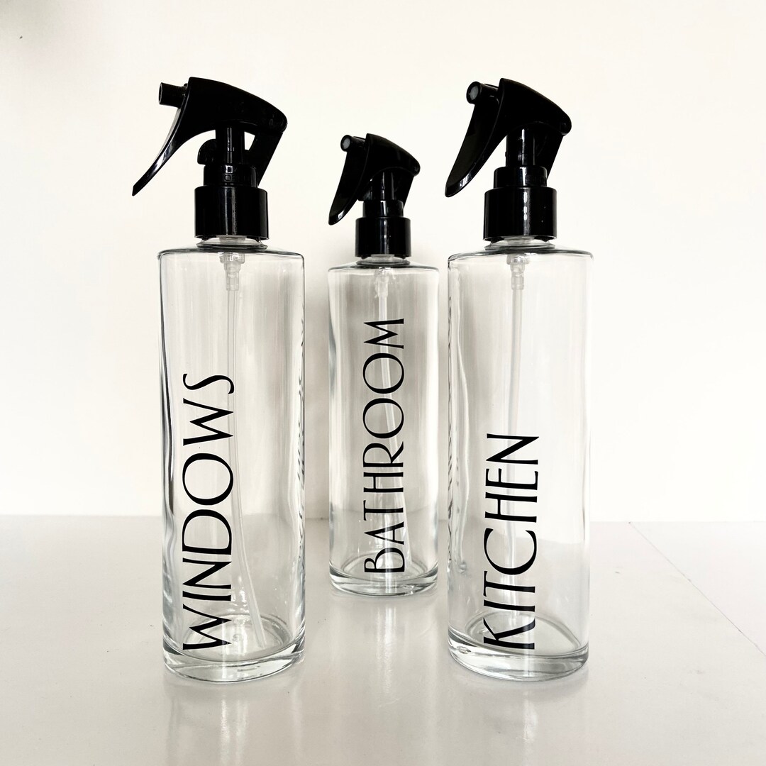 Reusable Clear Glass Spray Bottle / Window Cleaner / Bathroom Cleaner ...