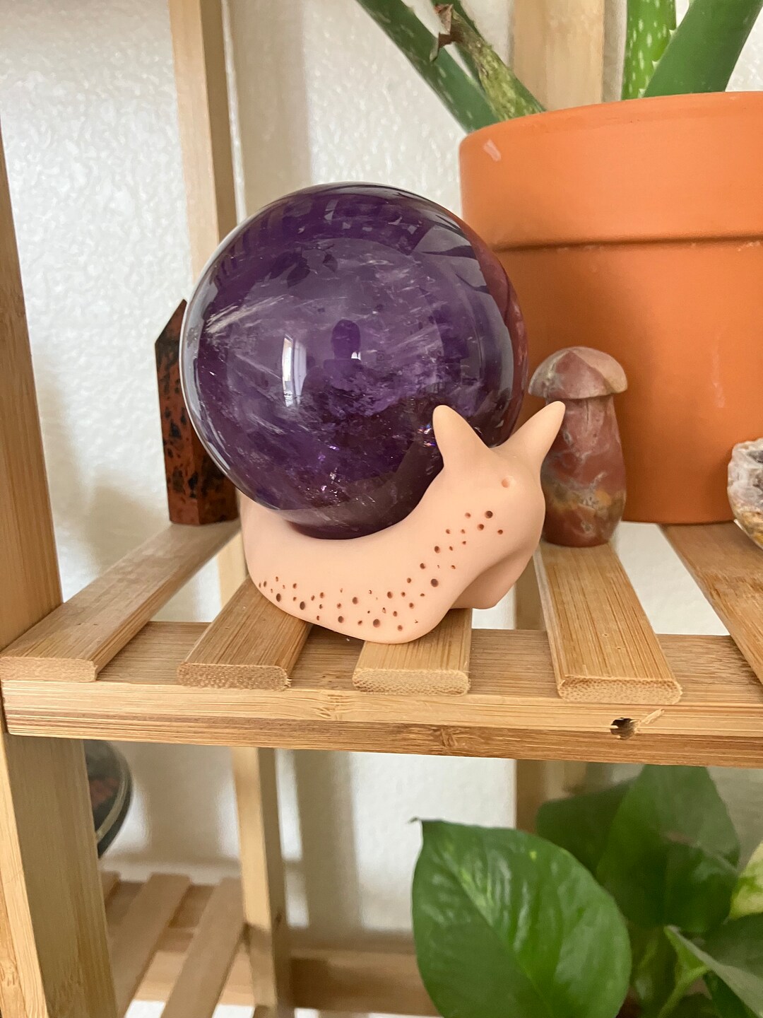 Large Snail Sphere Stand, Snail Crystal Holder, Snail Figurine, Crystal ...