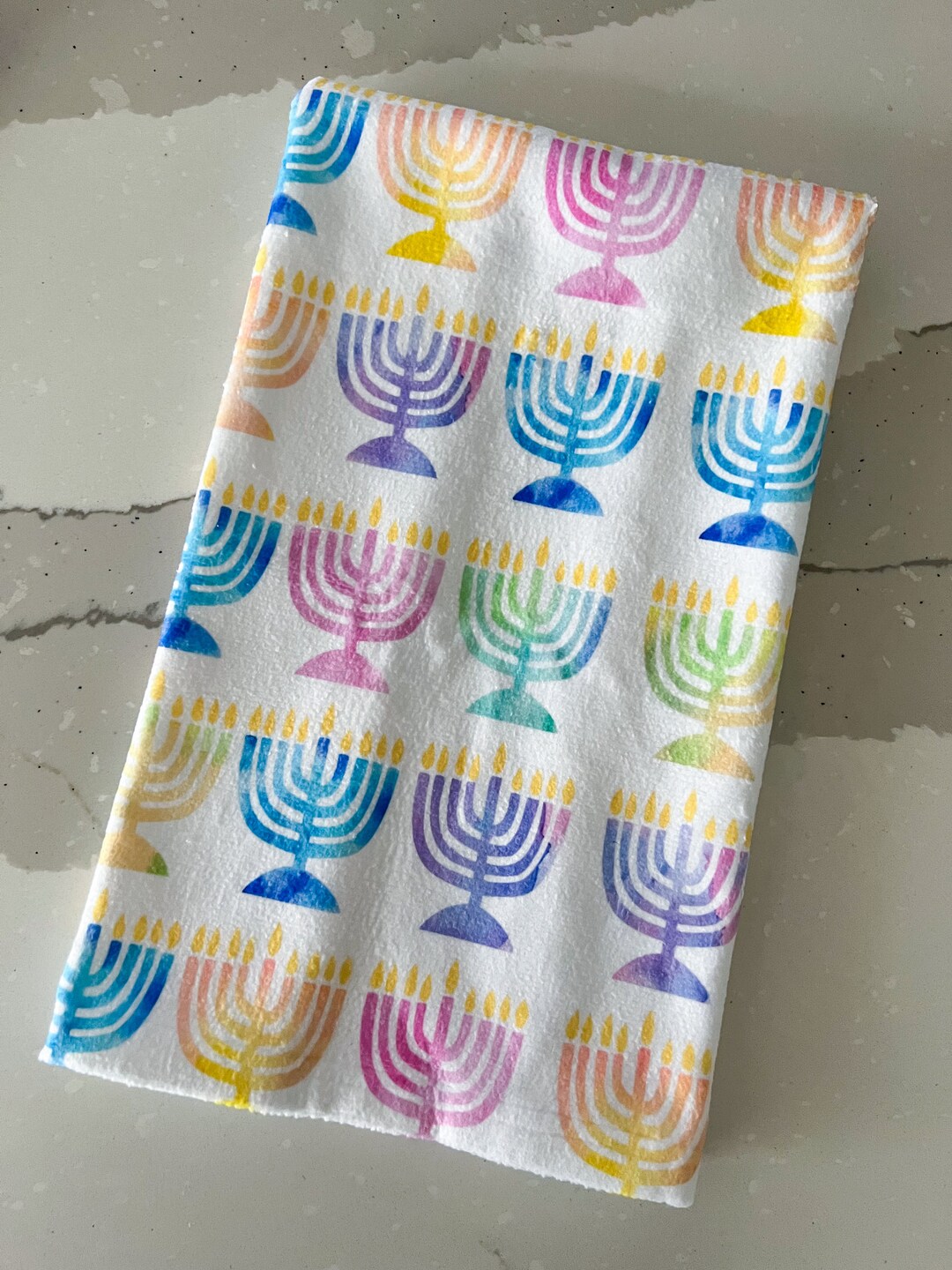 Hanukkah Rainbow Menorah Dish Towel {hanukkah Hosting, Jewish Gift} - Etsy