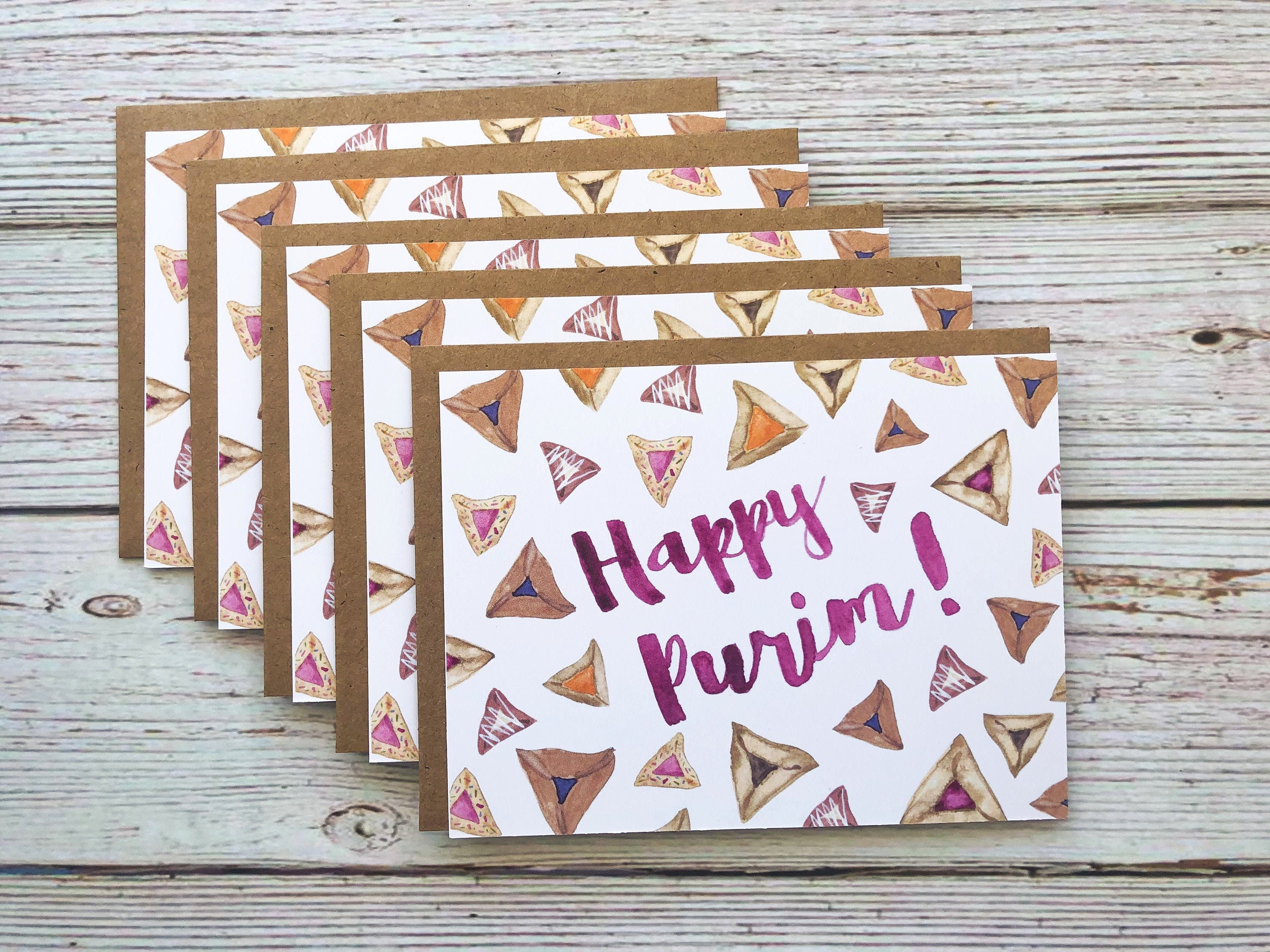 Purim Card Pack of 5: Hamentashen {purim Mishloach Manot, Jewish ...