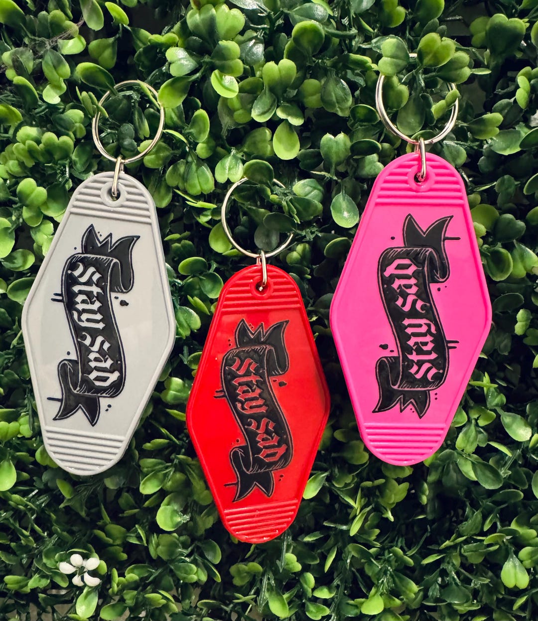 Stay Sad Motel Keychain - Retro Hotel Key Tag, Emo Goth Aesthetic ...