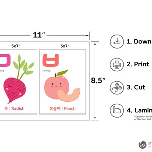 Printable Korean Fruit+vegetable Flashcards Bundle | Korean Hangul 한글 ...