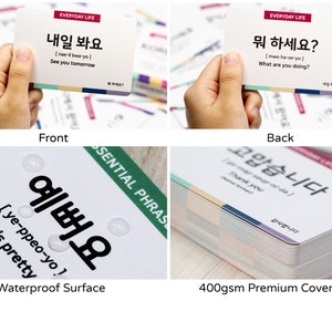 PRINTED Pocket-sized Korean Basic Phrases Dialogue Flashcards ...