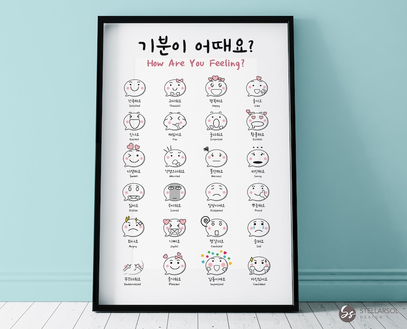 Korean Feelings Poster: Hangul Mood Expressions, Preschool Decor ...