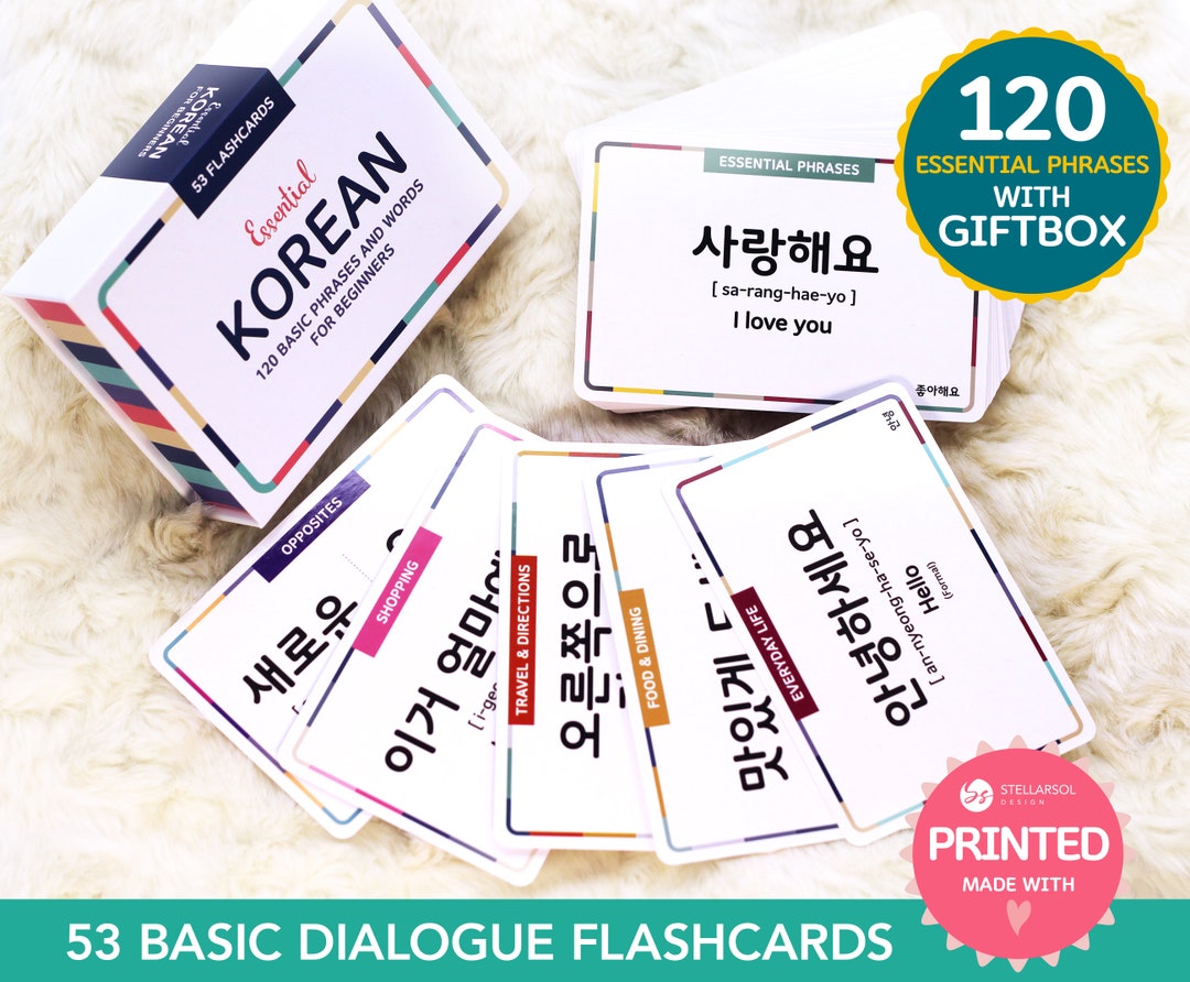 Korean Flashcards: Basic Phrases & Dialogue - Beginner Vocabulary Gift ...