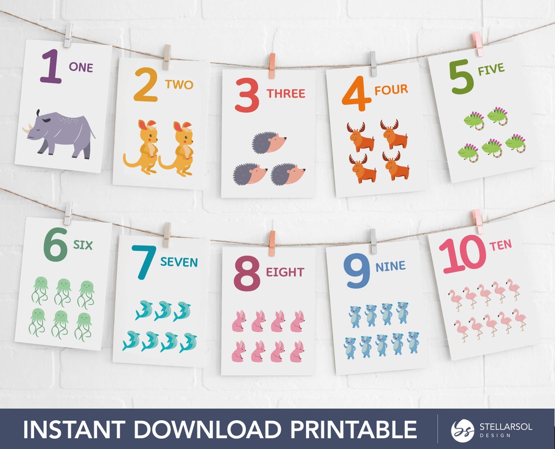 Printable Animal Number Flashcards 123 Flashcards Kindergarten ...