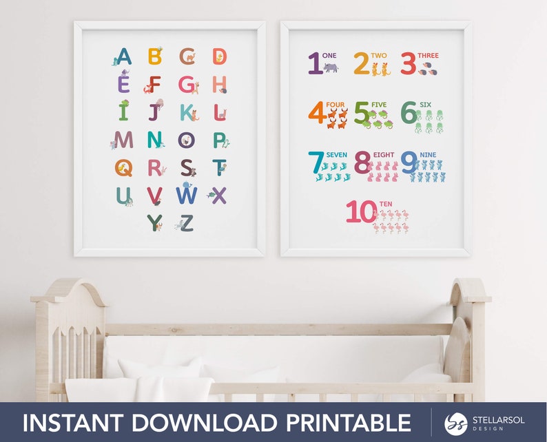Printable Animal Alphabet Number Posters Bundle ABC Letters 123 Posters ...