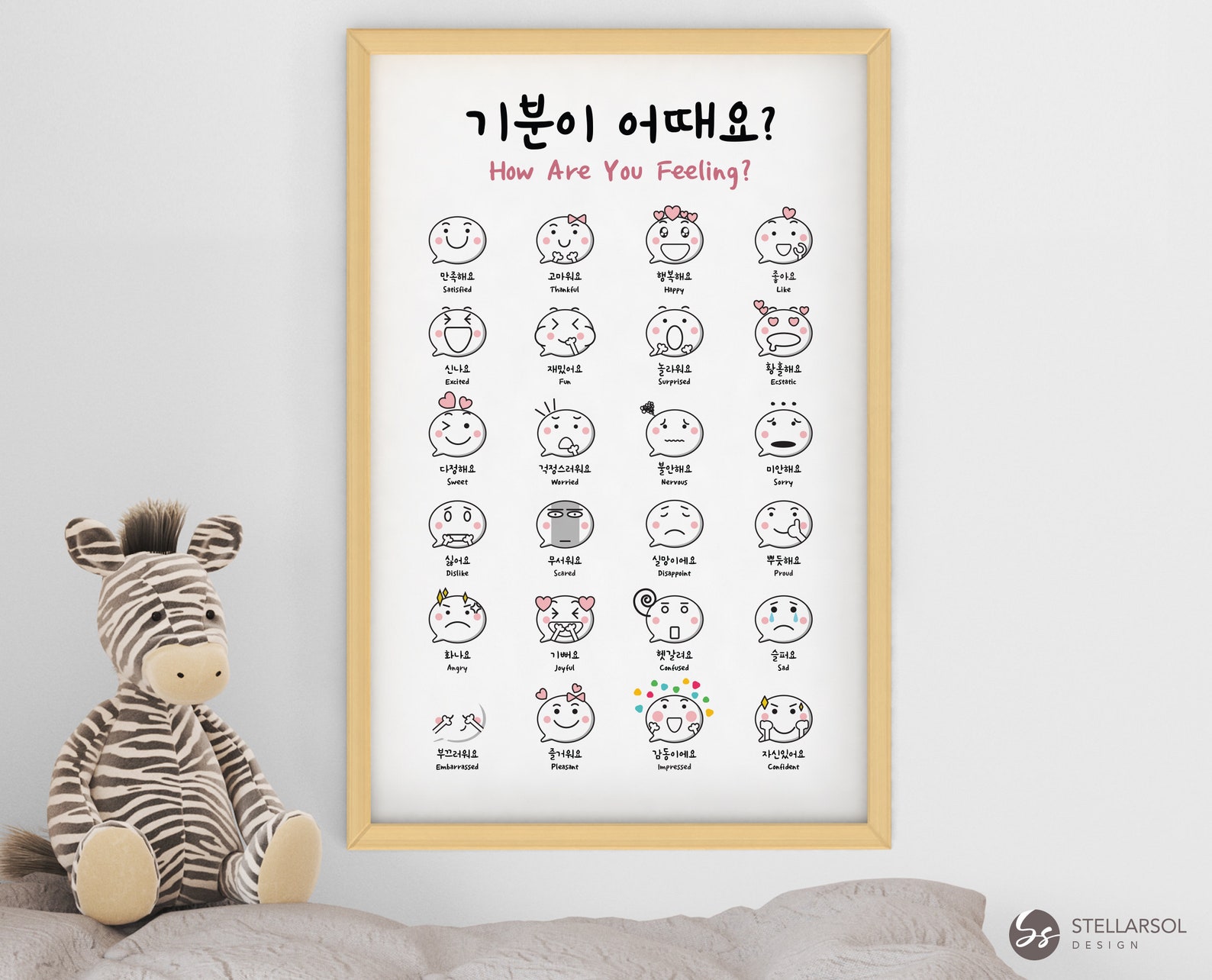 Korean Feelings Poster: Hangul Mood Expressions, Preschool Decor ...