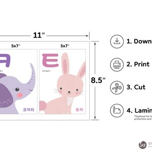 Printable Korean Animal Alphabet Flashcards Bundle | Korean Hangul 한글 ...