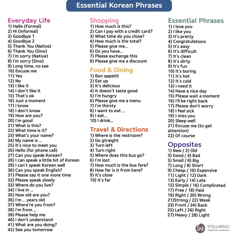 PRINTED 3-pack Gift Set Korean Basic Conversation Flashcards for ...