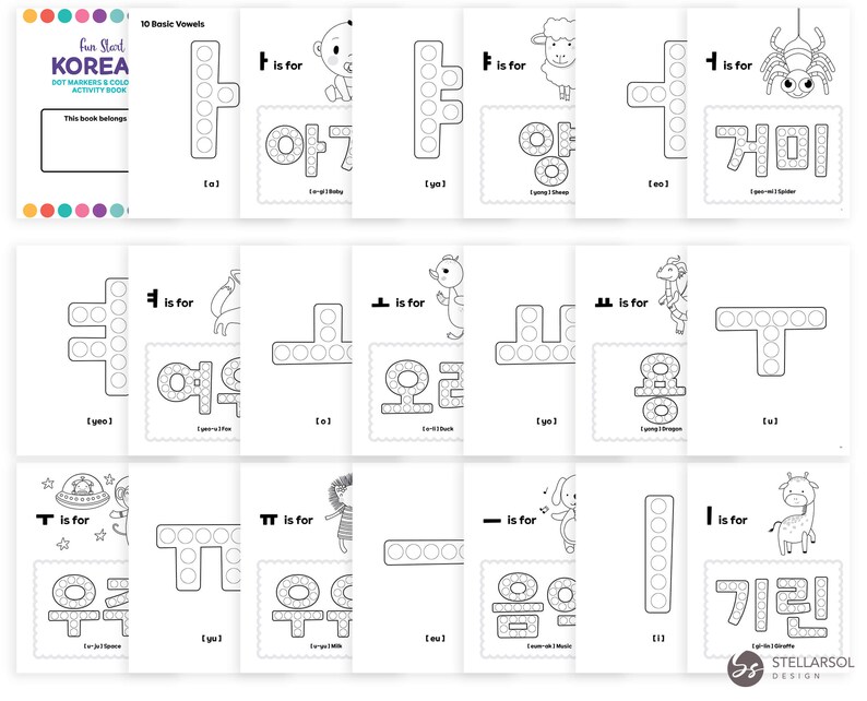Printable Korean Dot Markers Activity Book | 8.5x11" Korean-english ...