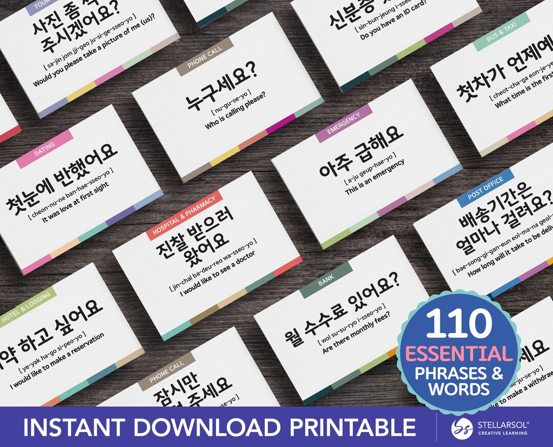 Printable 110 Korean Common Phrases in Everyday Situations | Essential ...